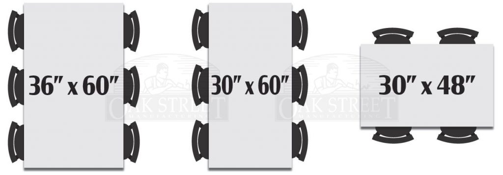 Recommended Seating Capacities by Table Size - OakStreetMfg