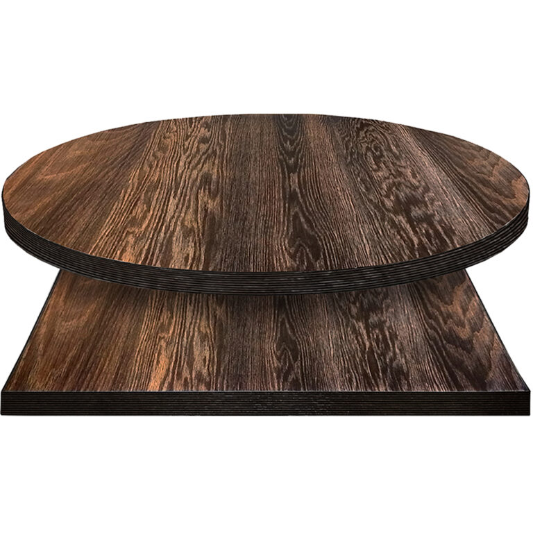 Woodland Restaurant Table Tops in Dark Walnut stain - OakStreetMFG