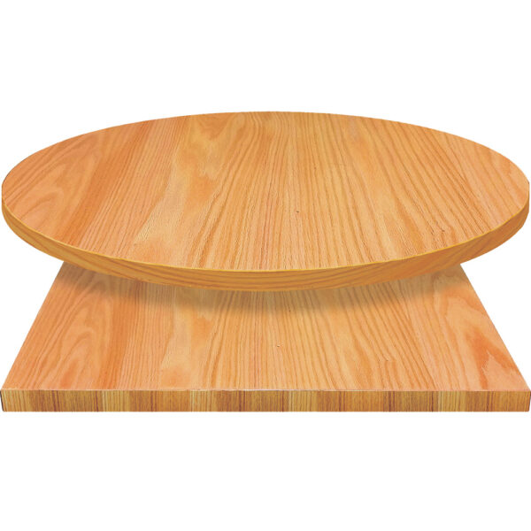 Woodland restaurant table tops in Red Fox stain - OakStreetMFG