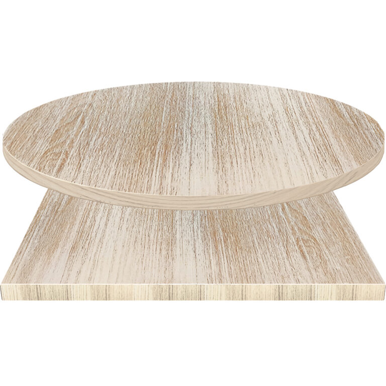 Woodland restaurant table tops in Whitewash Clear Coat - OakStreetMFG