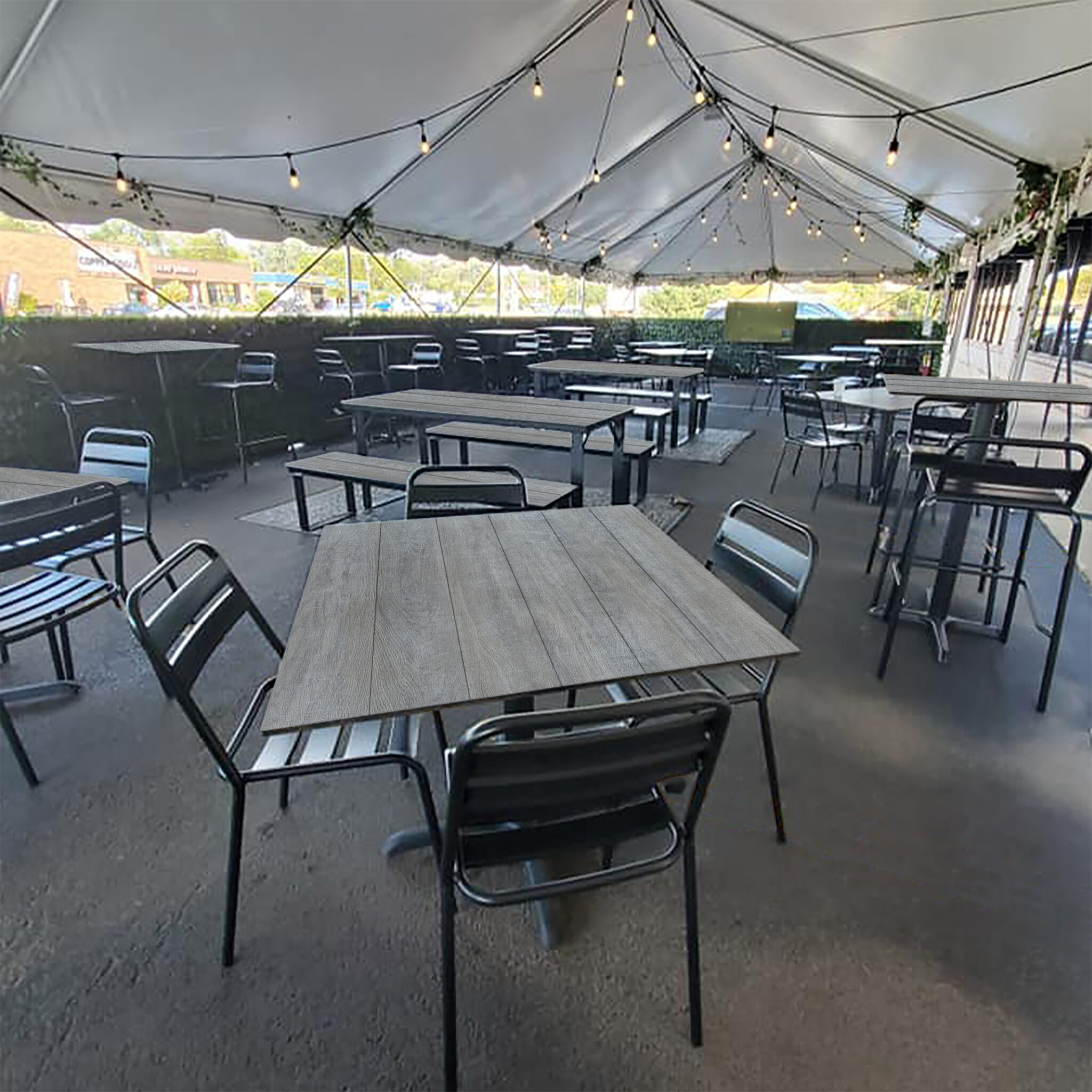 COMPCOR Outdoor Restaurant Table Tops - Weathered Pewter - OakStreetMFG